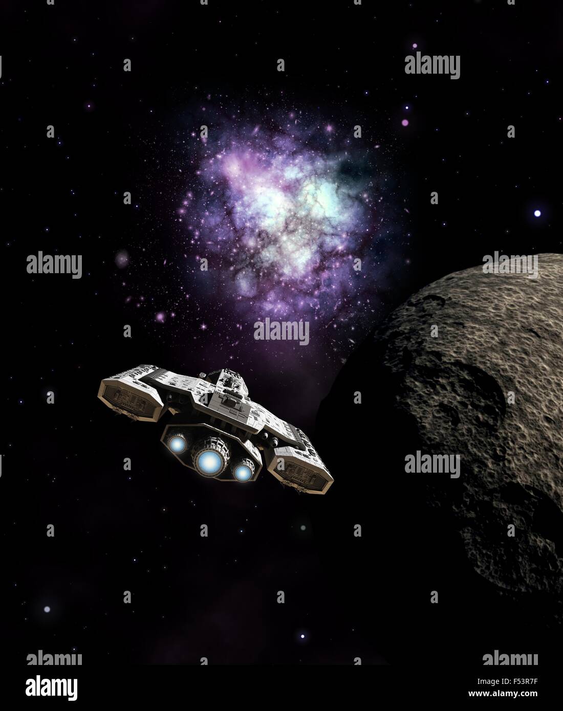 Spaceship Approaching the Galactic Core Stock Photo - Alamy