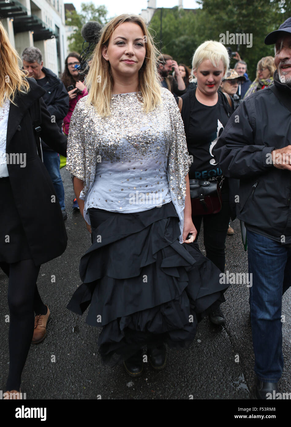 Charlotte Church arrives at Shell HQ to perform the Requiem for Arctic ...
