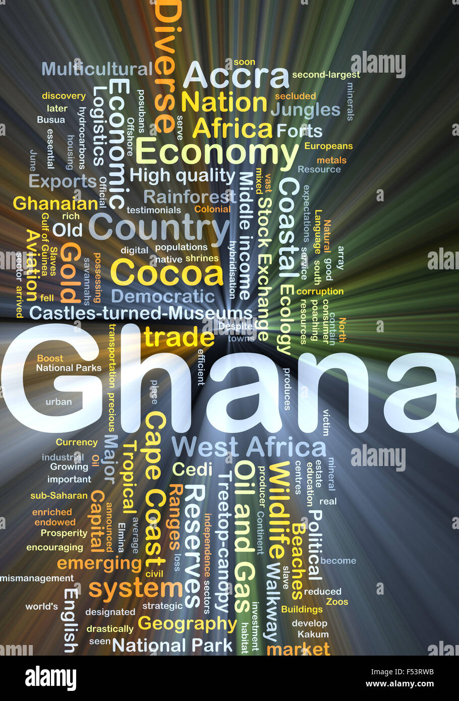 Background concept wordcloud illustration of Ghana glowing light Stock ...