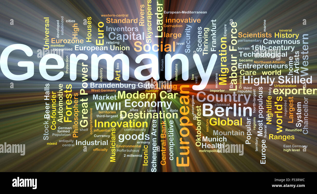 Background concept wordcloud illustration of Germany glowing light ...