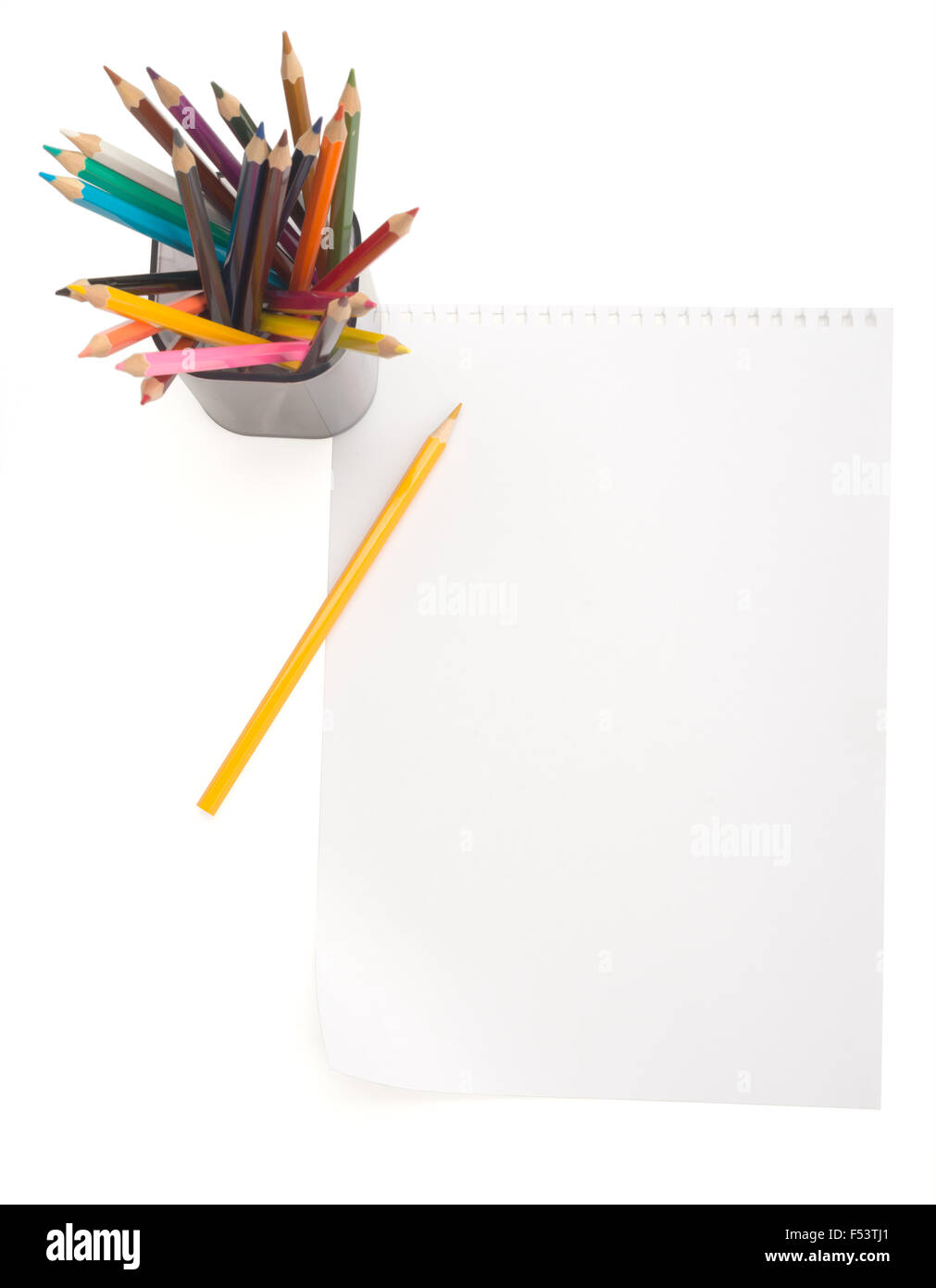 Blank paper with crayons Stock Photo - Alamy