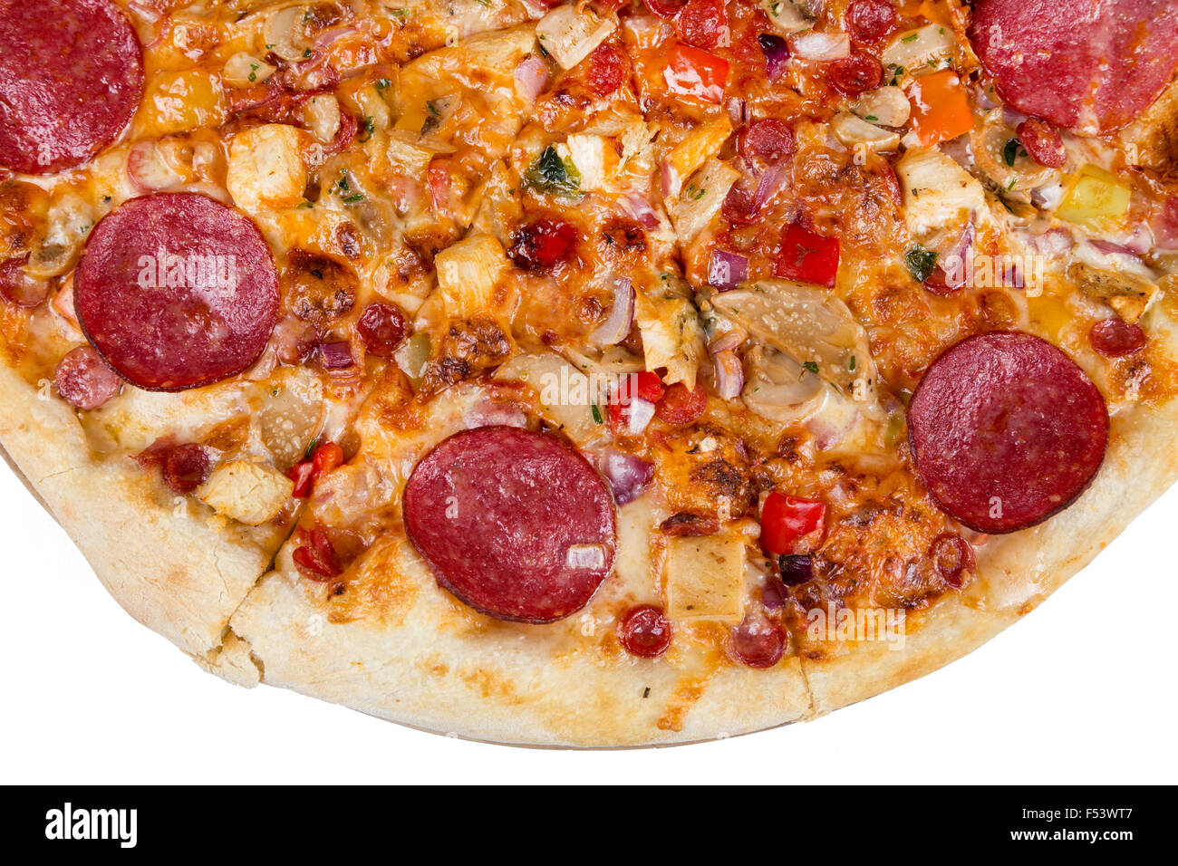 fresh hot fast food - slices of pizza closeup from top Stock Photo - Alamy