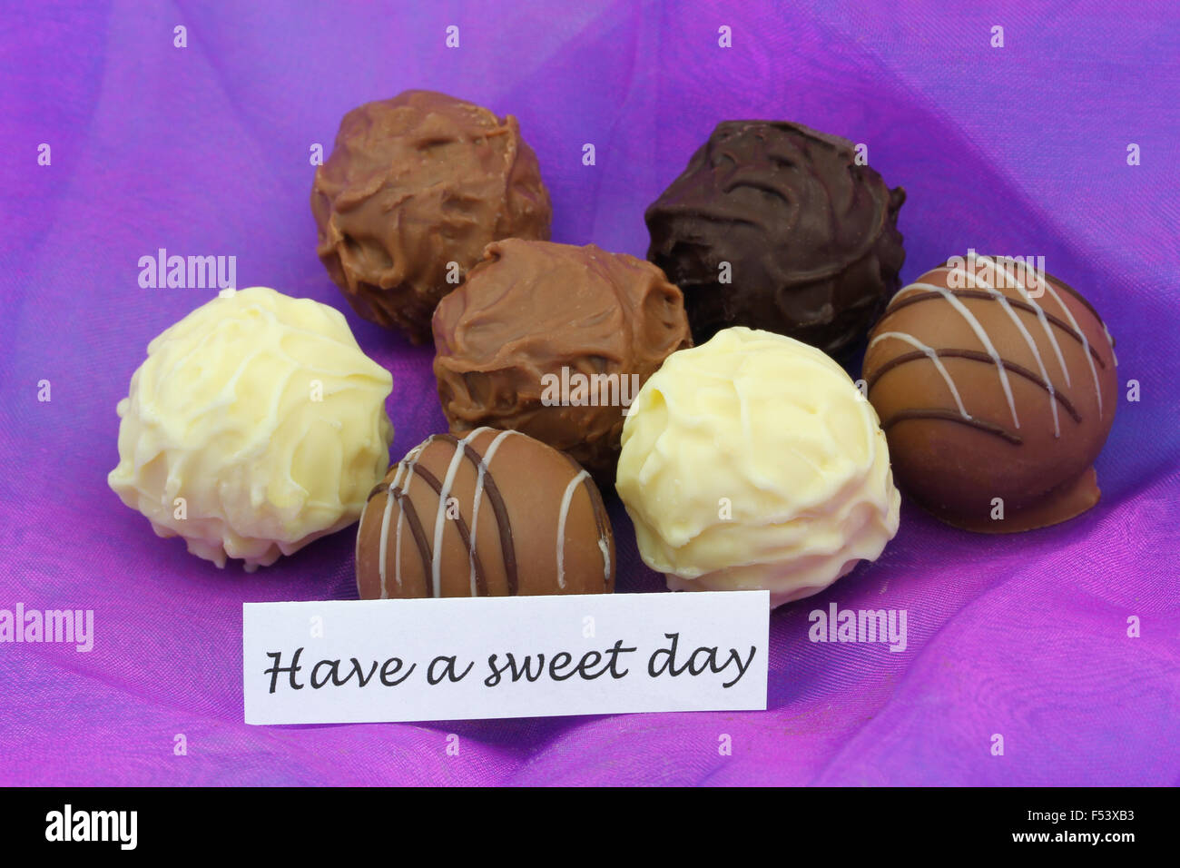 Have a sweet day card with assorted chocolates, truffles and pralines ...