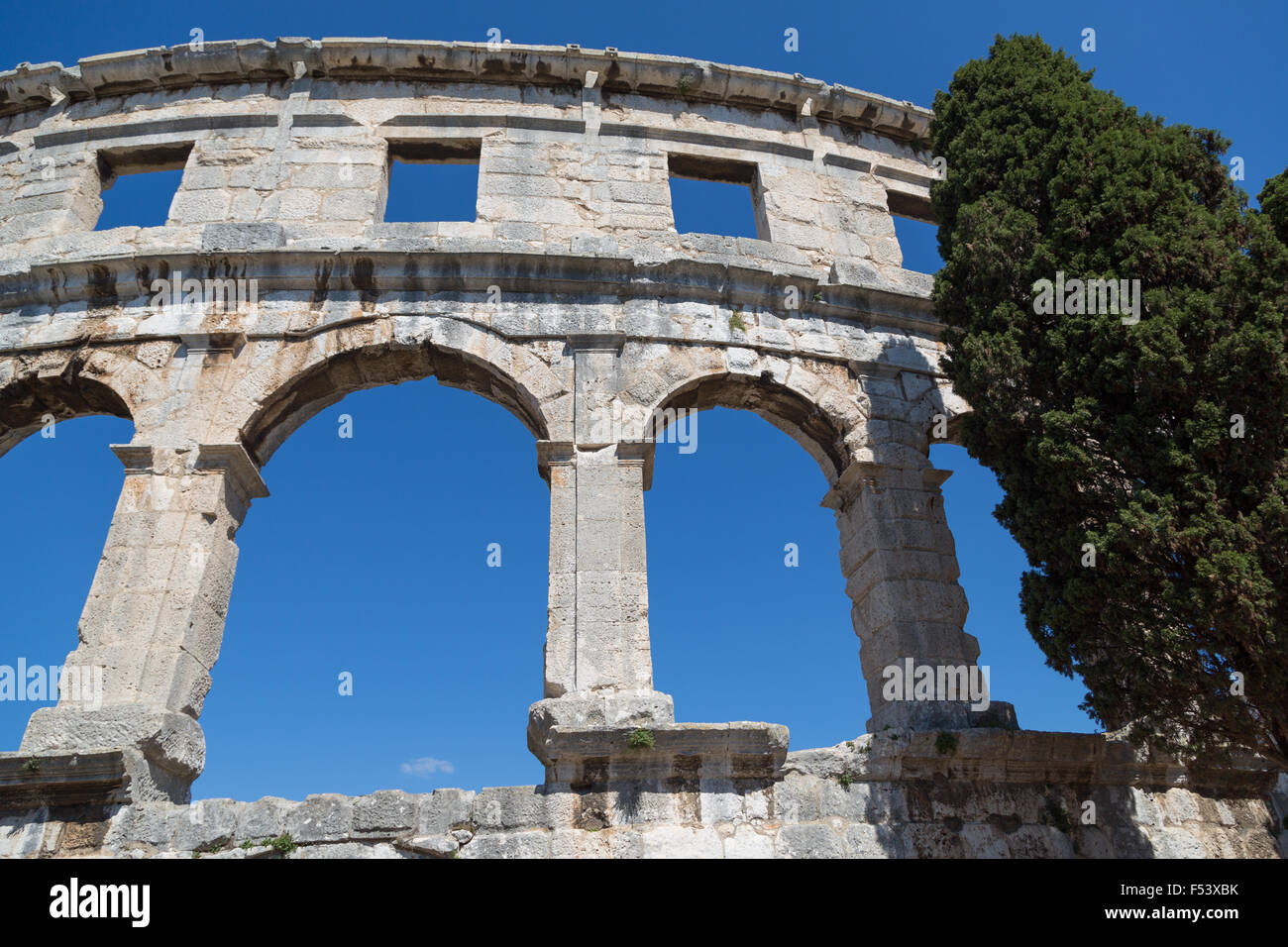 Roman amphitheatre, Roman arches, detail, Pula, Istria, Croatia Stock ...