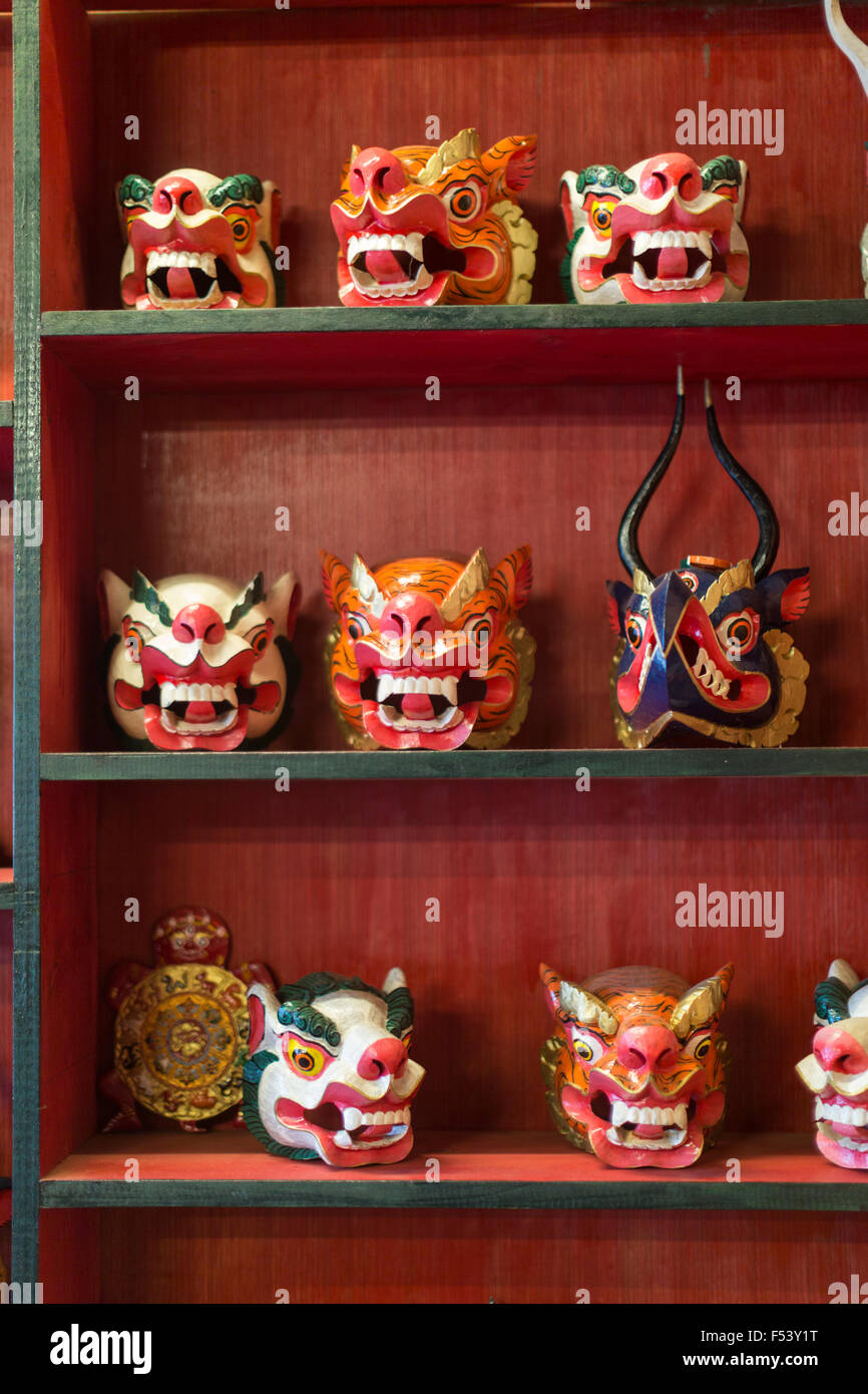 Bhutanese artifacts in souvenir shop, Jakar, Bumthang, Bhutan Stock ...