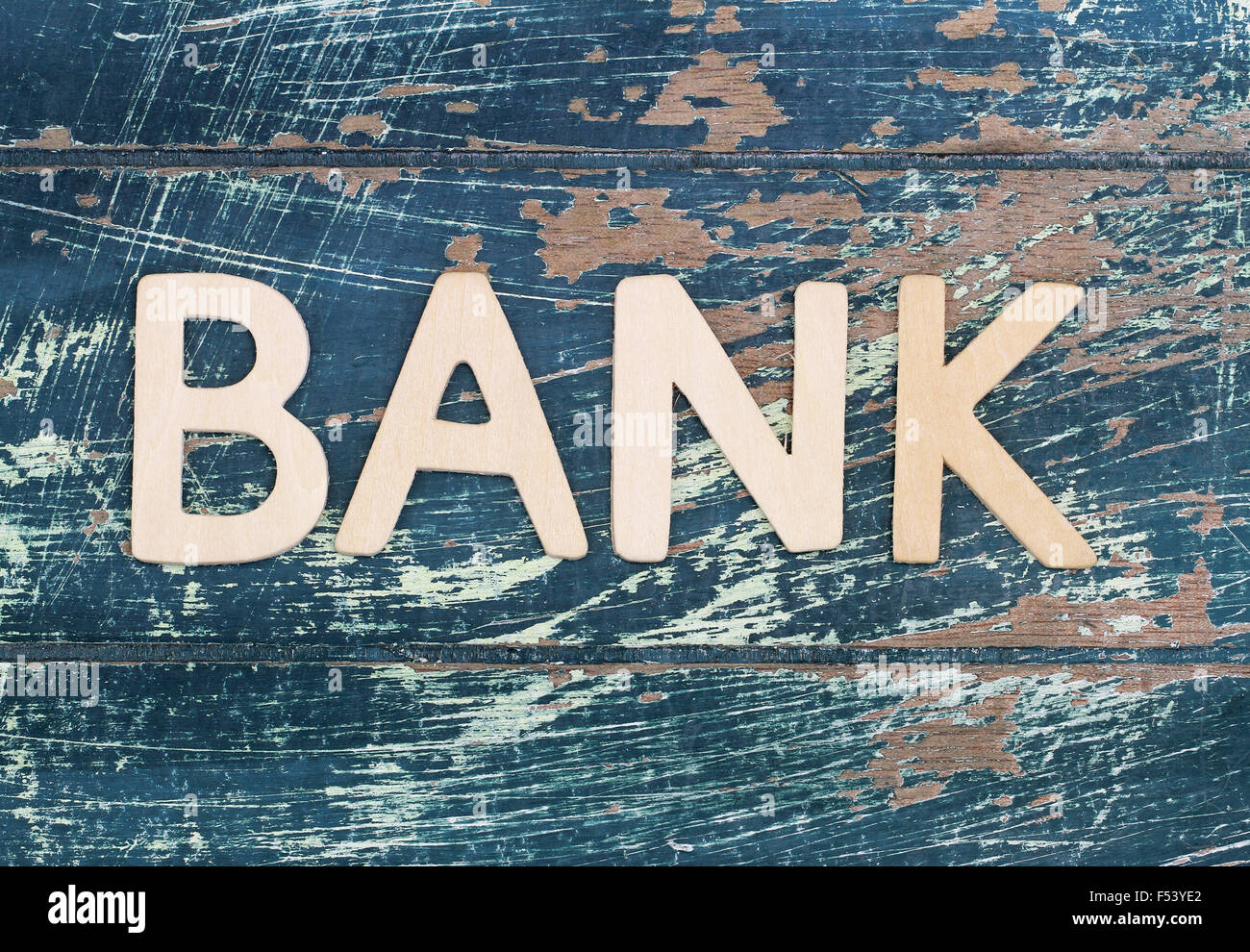Word bank written on rustic wooden surface Stock Photo - Alamy