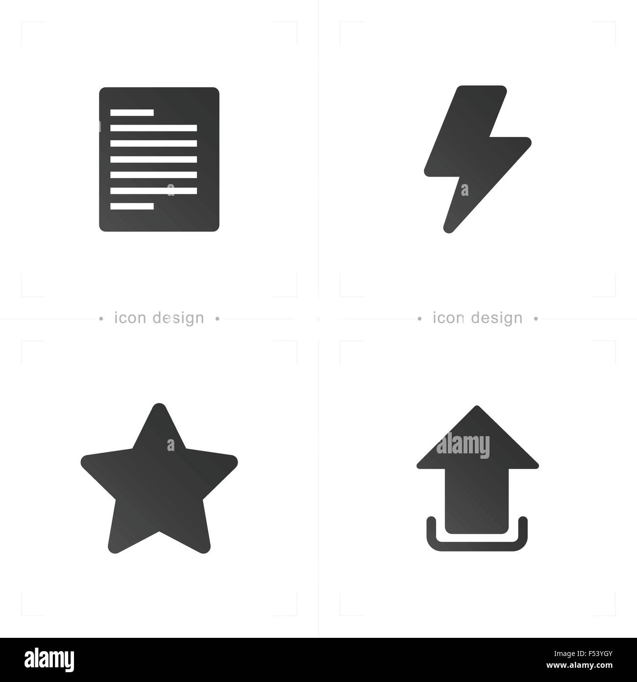 Media and communication paper, star and download icon Stock Vector ...