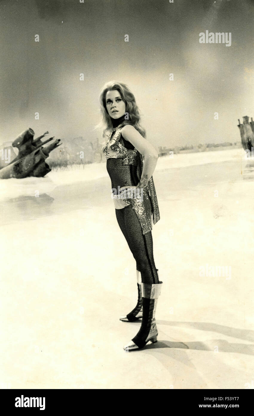The American actress Jane Fonda in a scene from the film " Barbarella ...