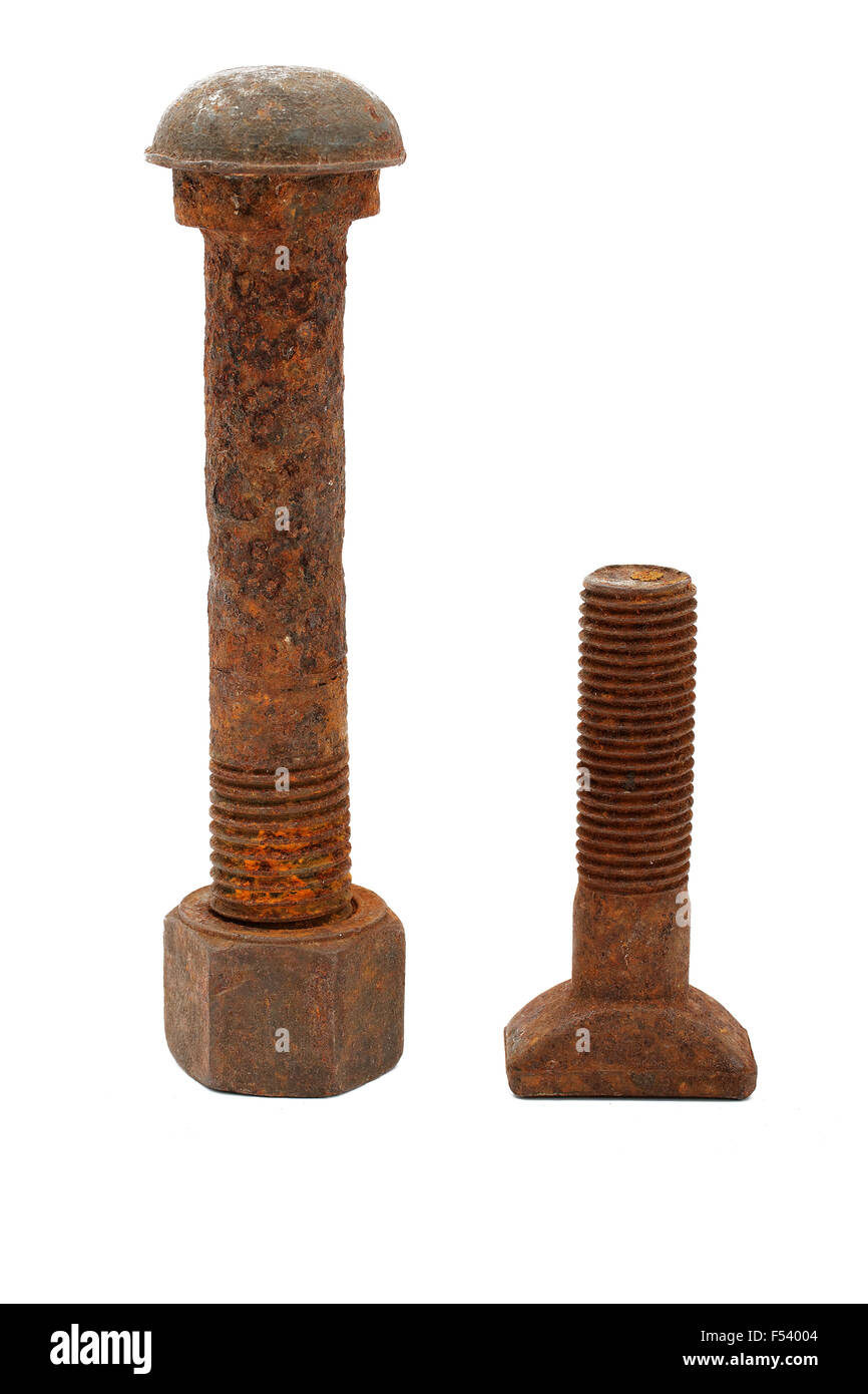 rusty bolts isolated on white background Stock Photo - Alamy