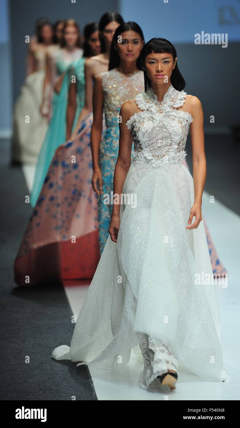 Jakarta, Indonesia. 27th Oct, 2015. Models present creations by ...