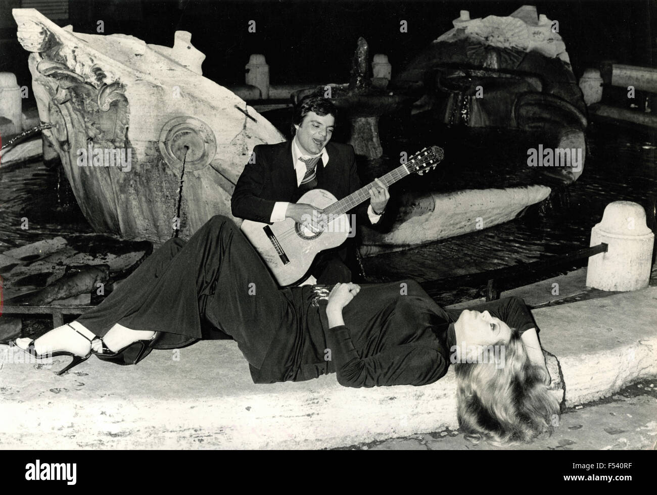 Italian singer Franco Bernoni and Swedish actress Anita Ekberg at the ...