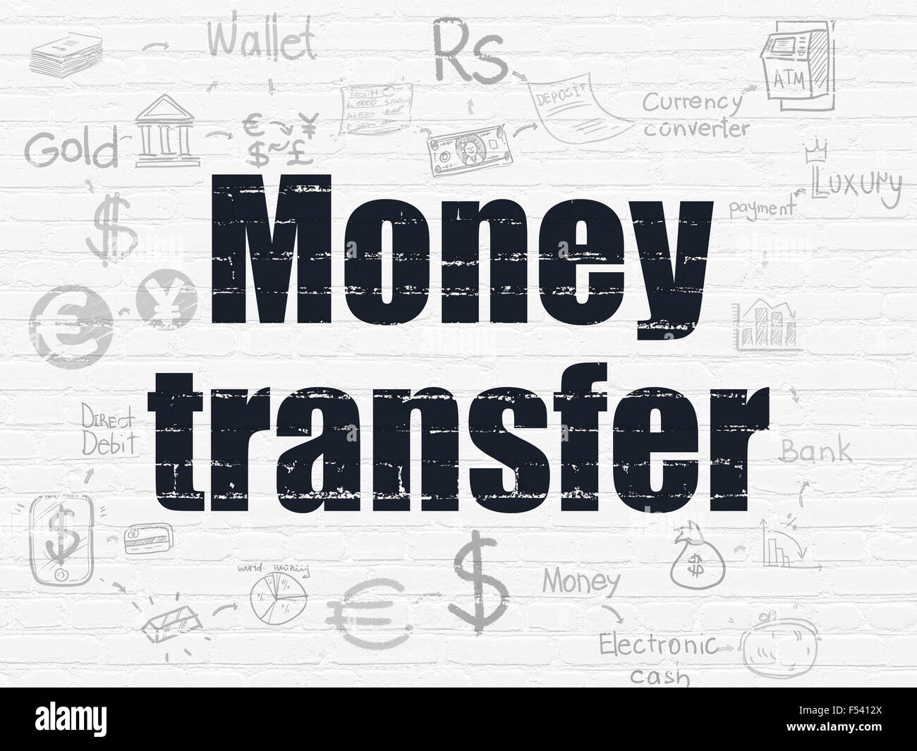Money concept: Money Transfer on wall background Stock Photo - Alamy