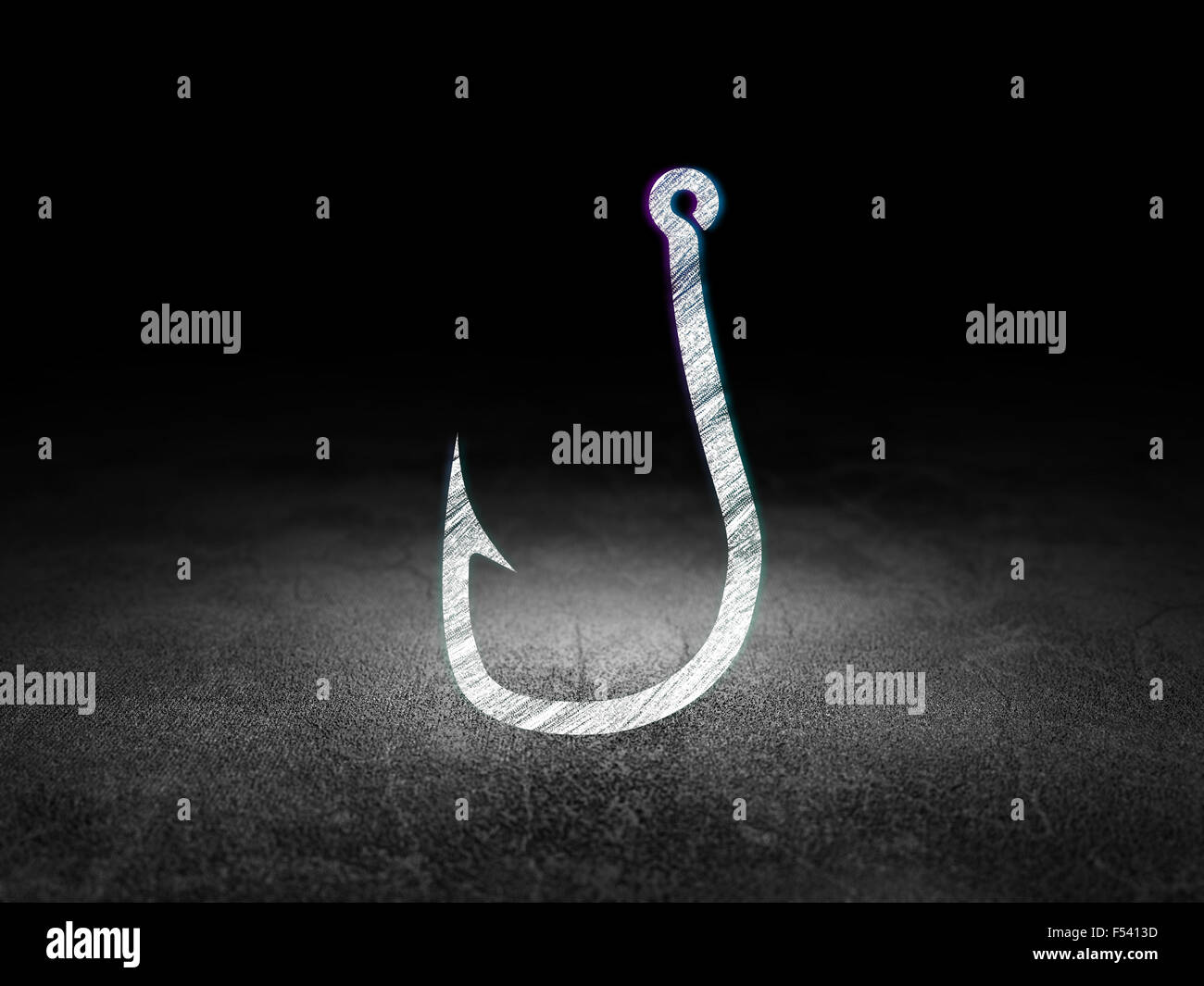 Privacy concept: Fishing Hook in grunge dark room Stock Photo - Alamy