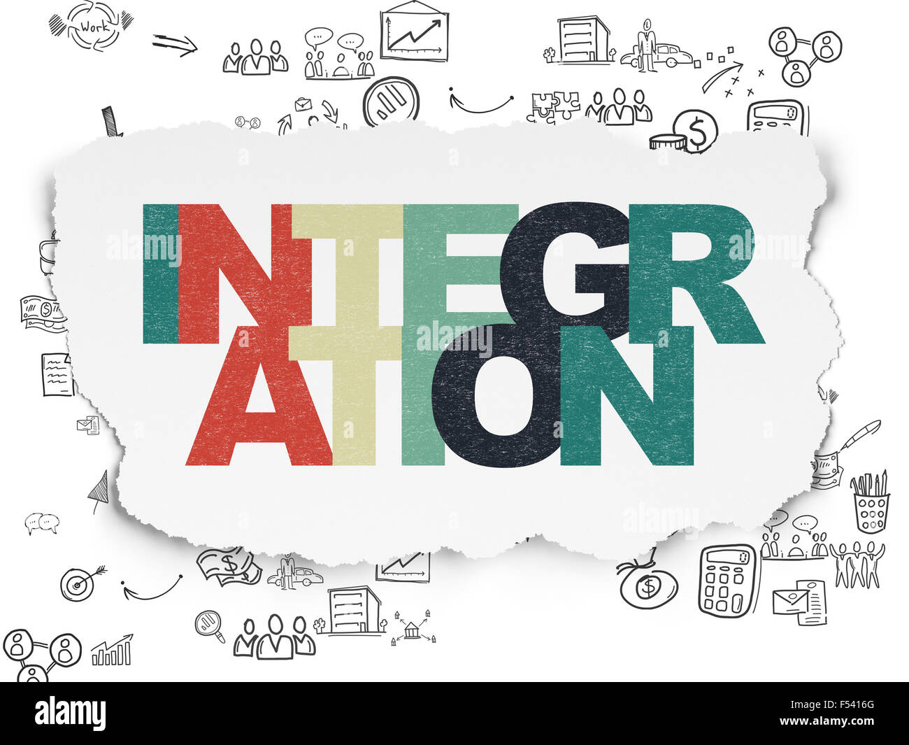 Finance concept: Integration on Torn Paper background Stock Photo - Alamy