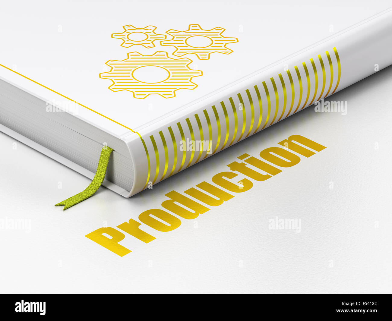 Finance concept: book Gears, Production on white background Stock Photo ...