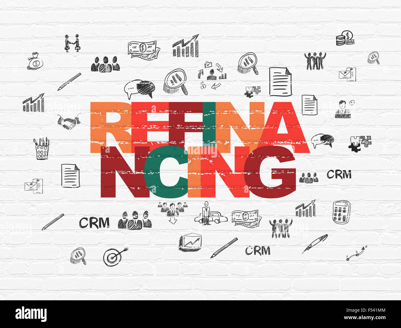 Finance concept: Refinancing on wall background Stock Photo - Alamy