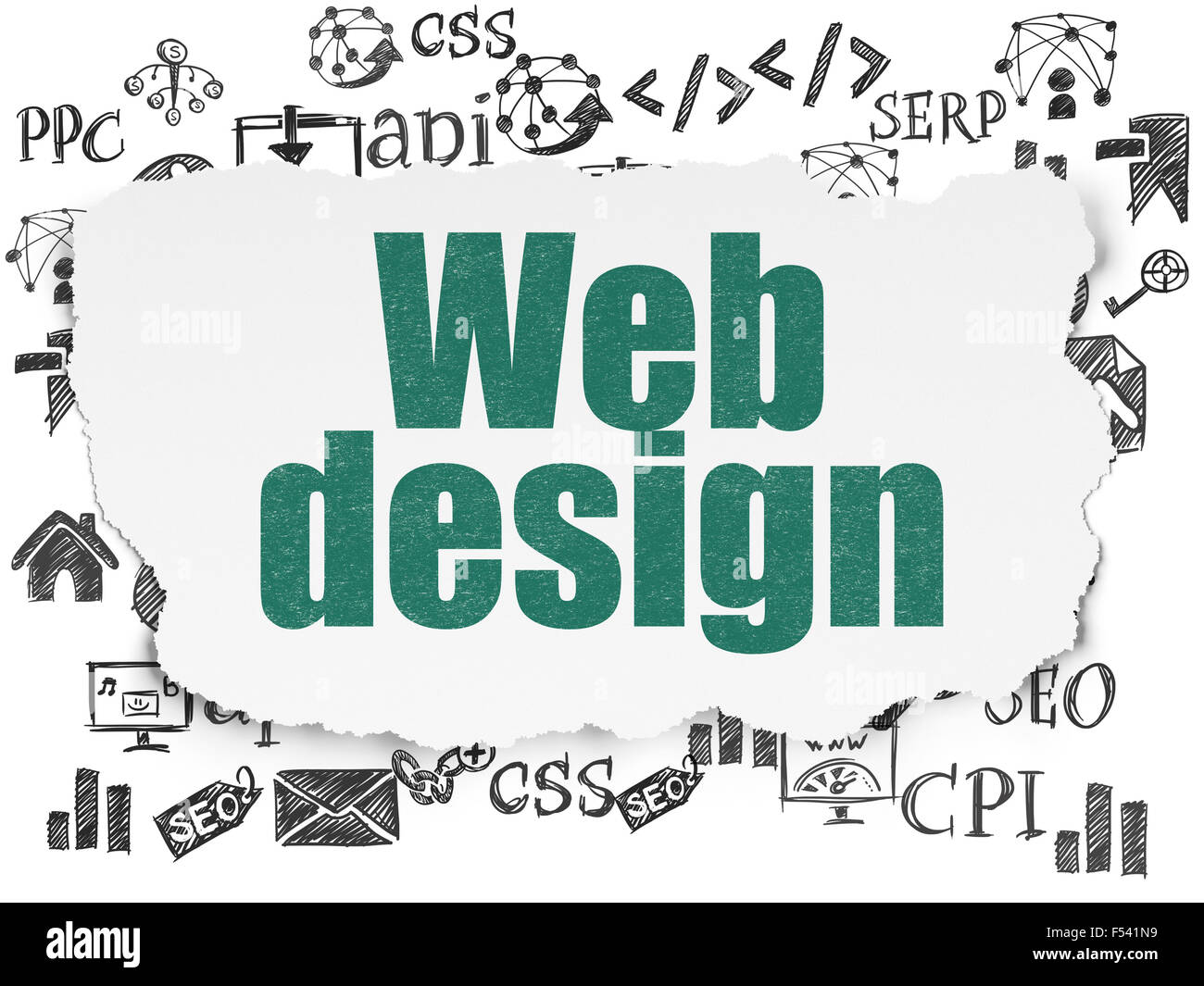 Web development concept: Web Design on Torn Paper background Stock ...