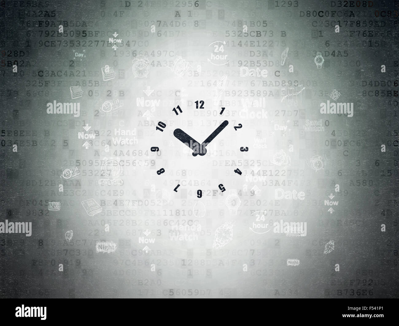 Time concept: Clock on Digital Paper background Stock Photo - Alamy