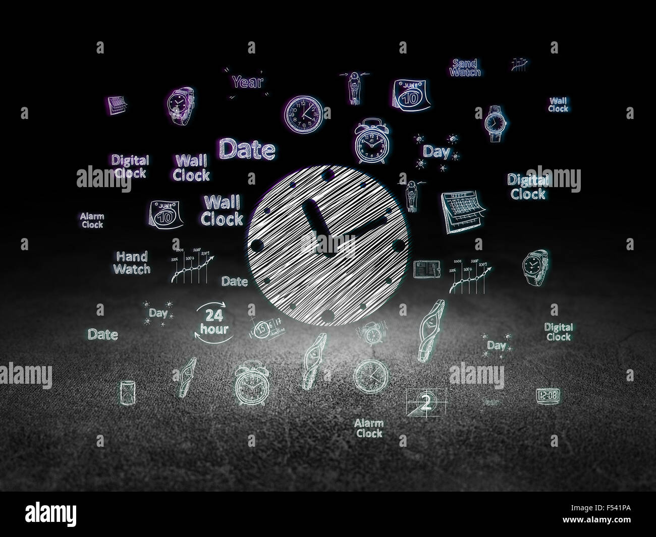 Time concept: Clock in grunge dark room Stock Photo - Alamy