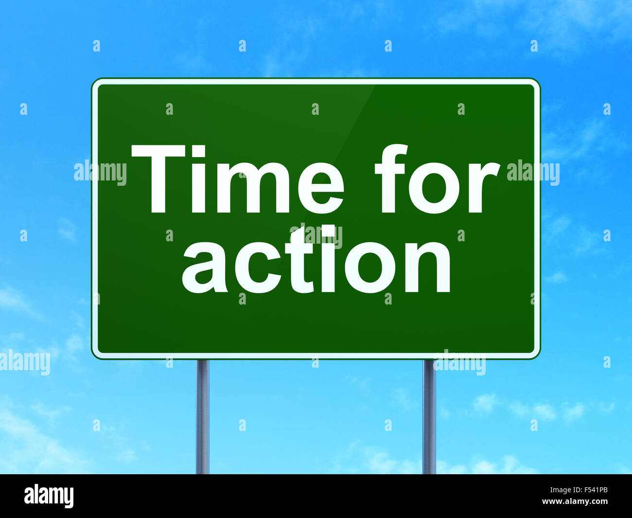 Timeline concept: Time For Action on road sign background Stock Photo ...