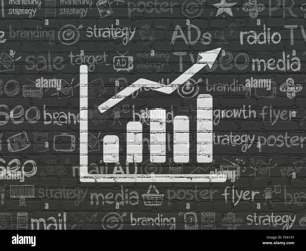 Marketing concept: Growth Graph on wall background Stock Photo - Alamy