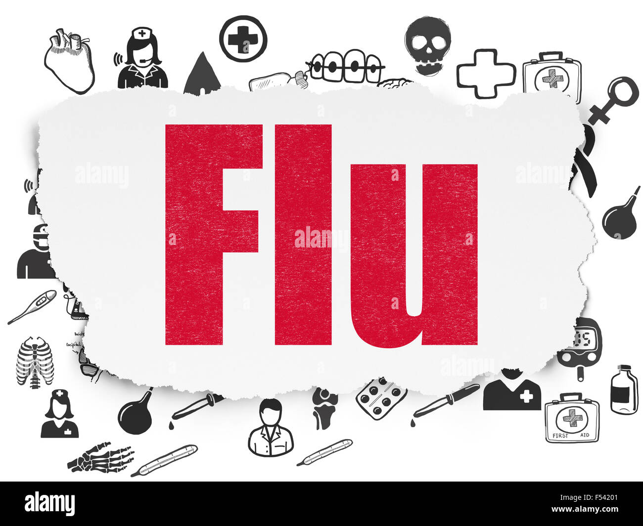 Healthcare concept: Flu on Torn Paper background Stock Photo - Alamy