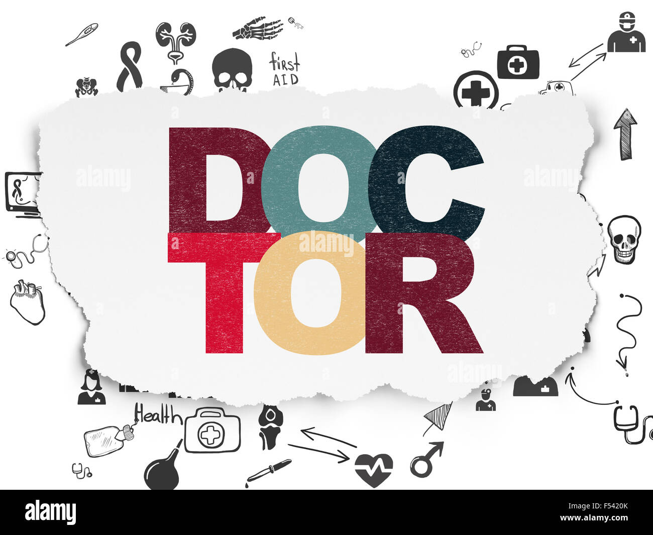 Medicine concept: Doctor on Torn Paper background Stock Photo - Alamy