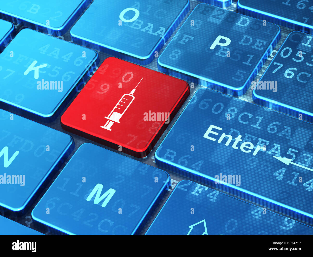 Medicine concept: Syringe on computer keyboard background Stock Photo ...