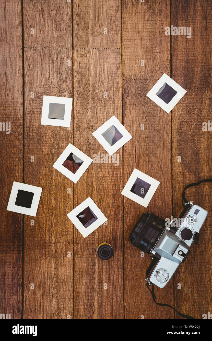 View of an old camera with photos slides Stock Photo - Alamy