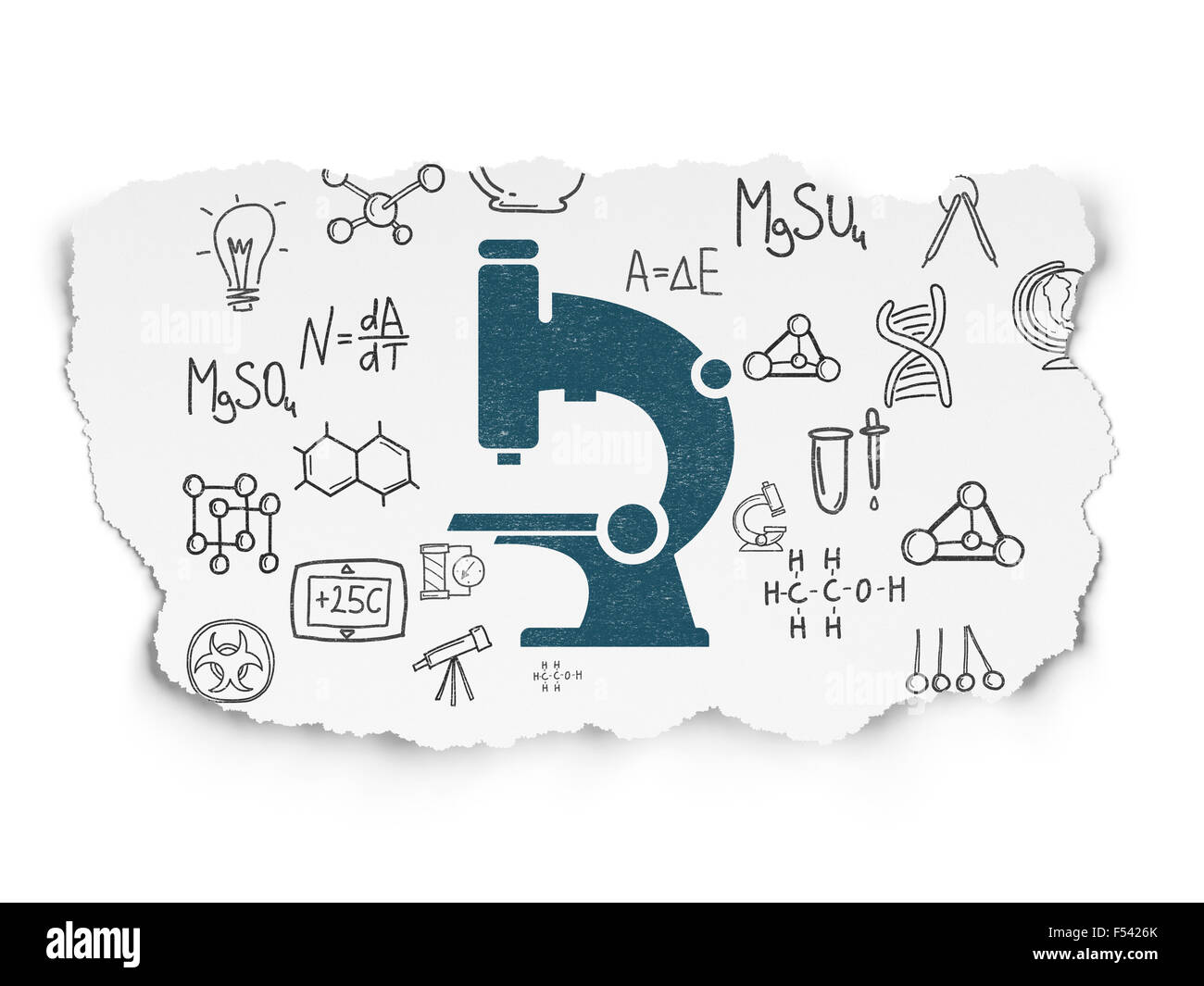 Science concept: Microscope on Torn Paper background Stock Photo - Alamy