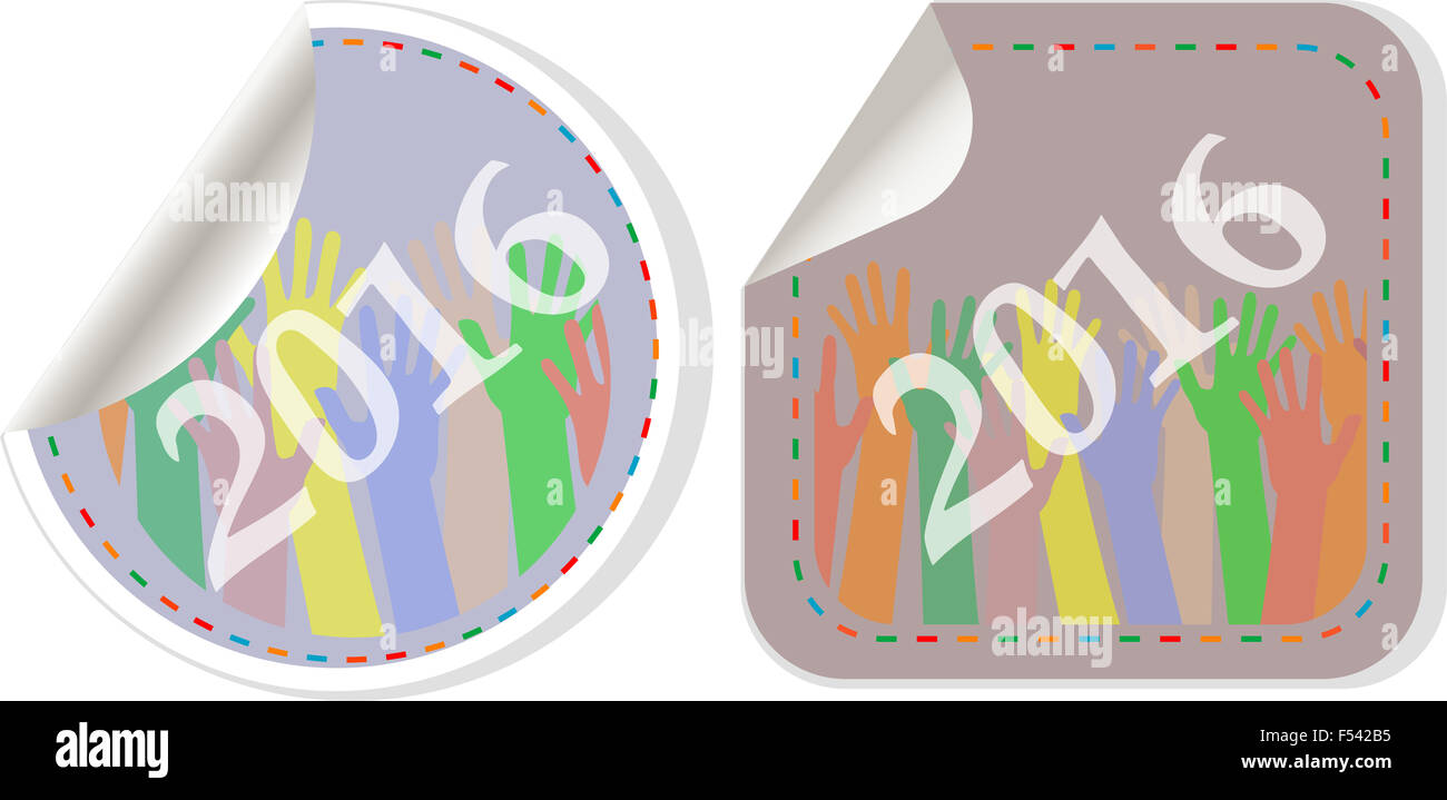 2016 new year symbol, icons or button set isolated on white background ...