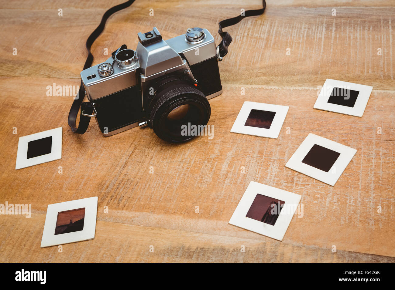 View of an old camera with photo slides Stock Photo - Alamy