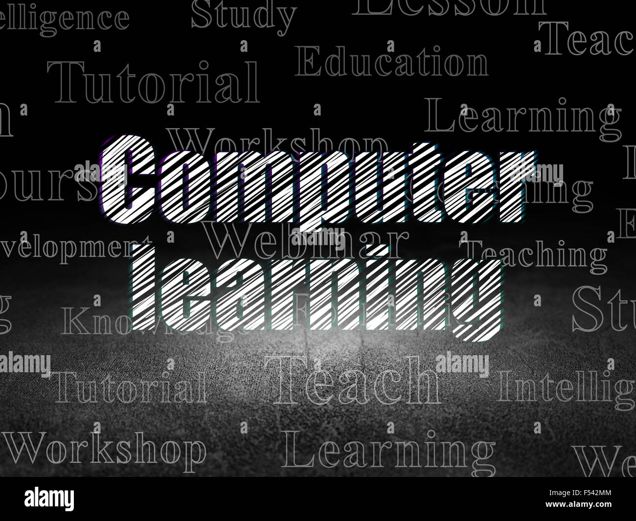 Education concept: Computer Learning in grunge dark room Stock Photo ...