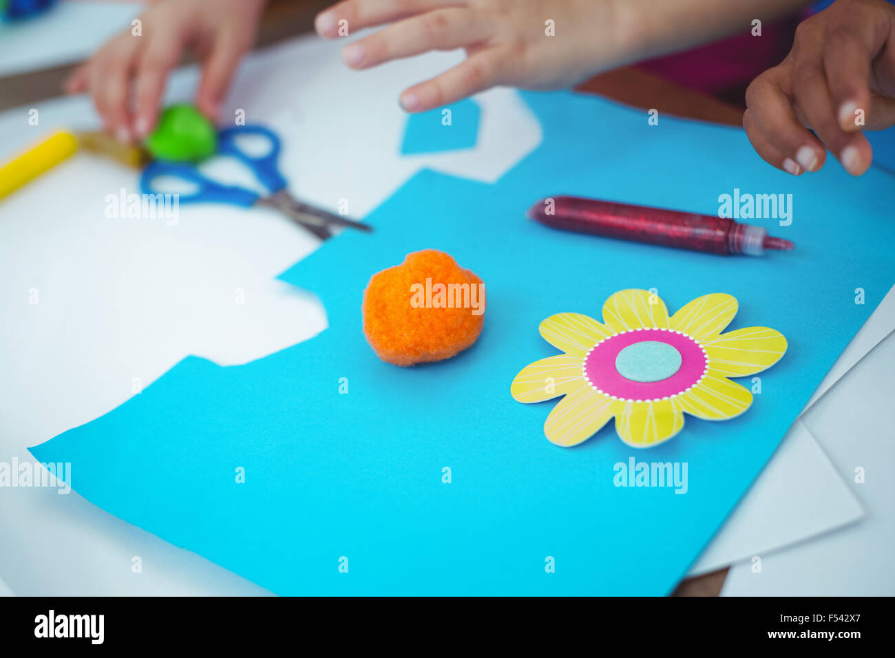 Girls making arts and crafts together Stock Photo - Alamy