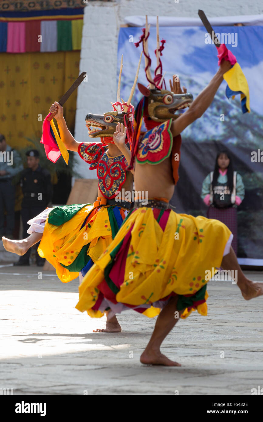 Masked Dancers at the Punakha Tsechu, Bhutan Stock Photo - Alamy
