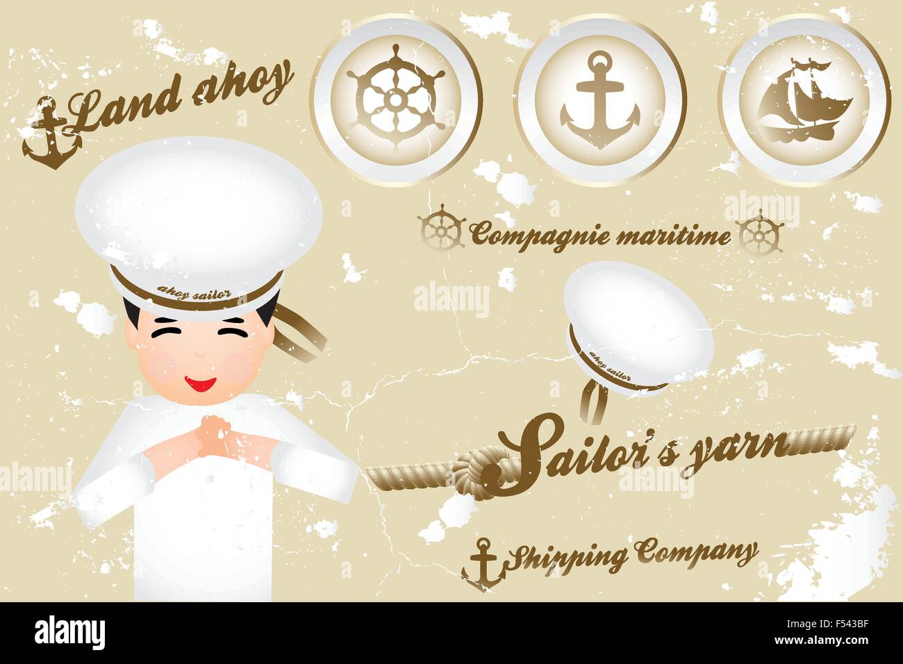 Vintage nautical design elements and sailor Stock Vector Image & Art ...