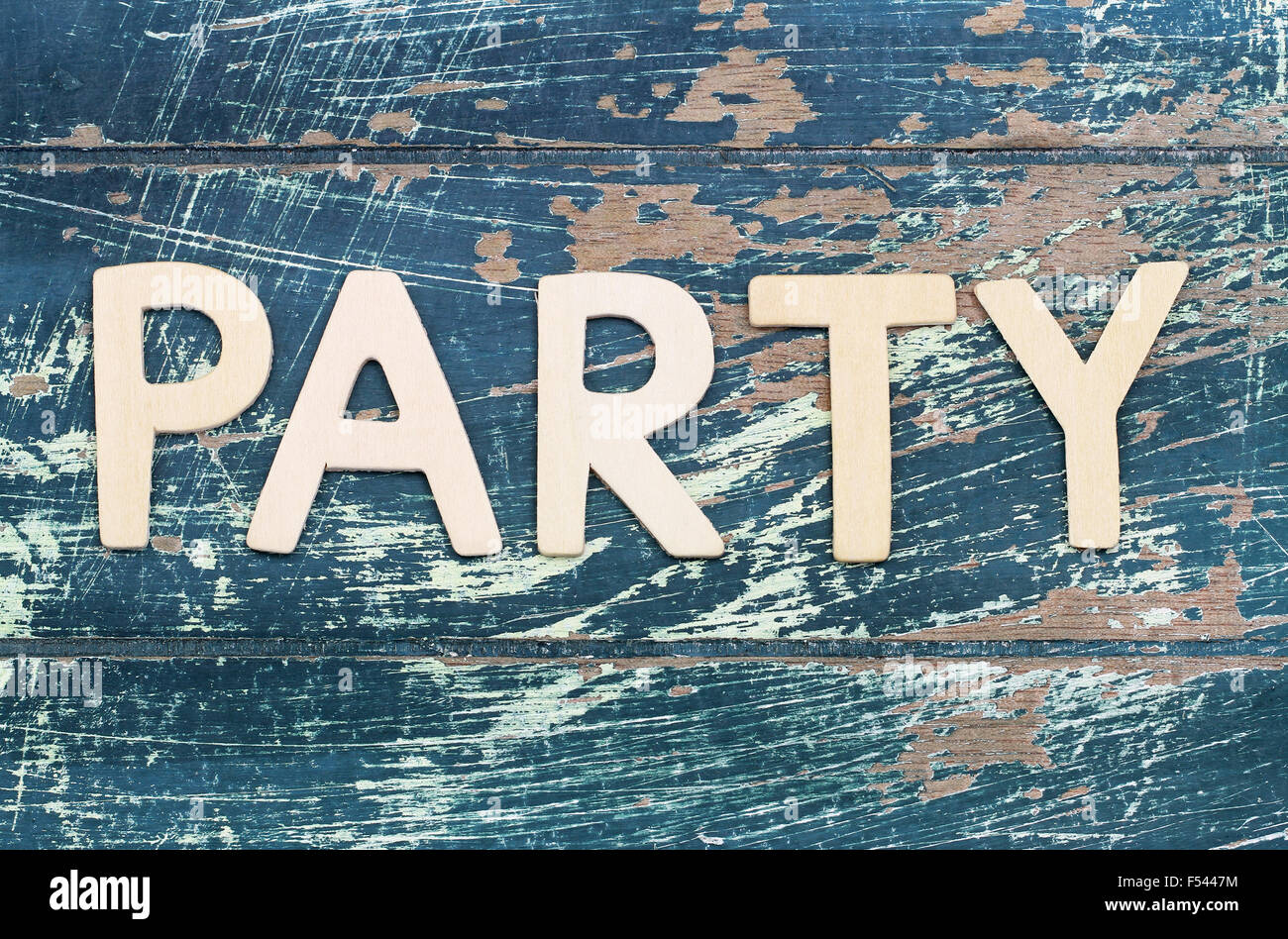 Word party written with wooden letters on rustic surface Stock Photo ...