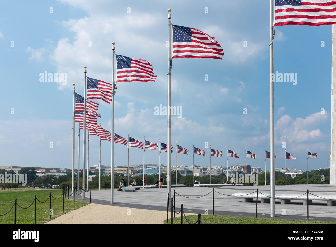 Flags flying around the base of the Washington Monument Stock Photo - Alamy