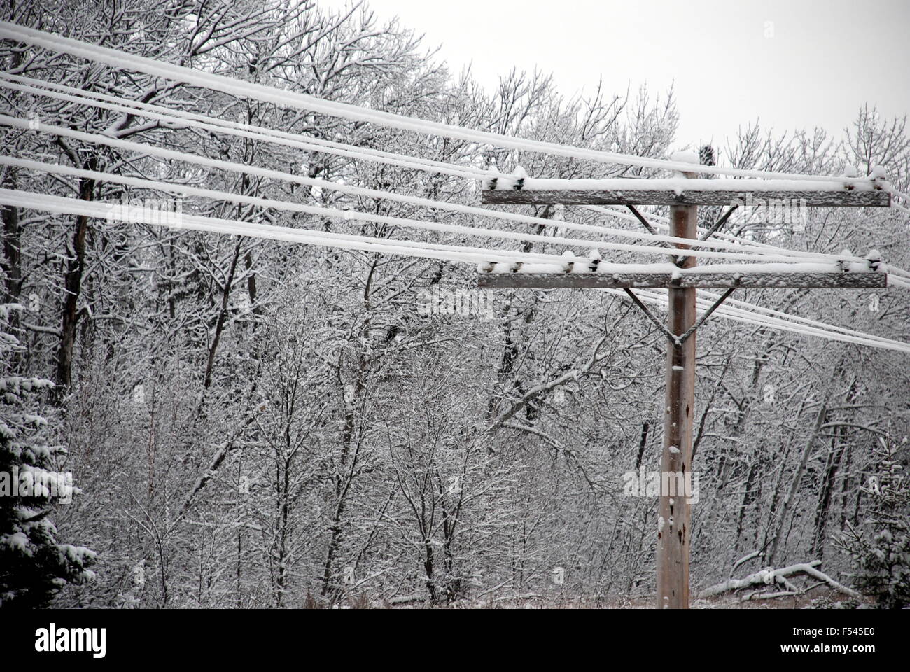 Snowy Electric Pole Stock Photo - Alamy