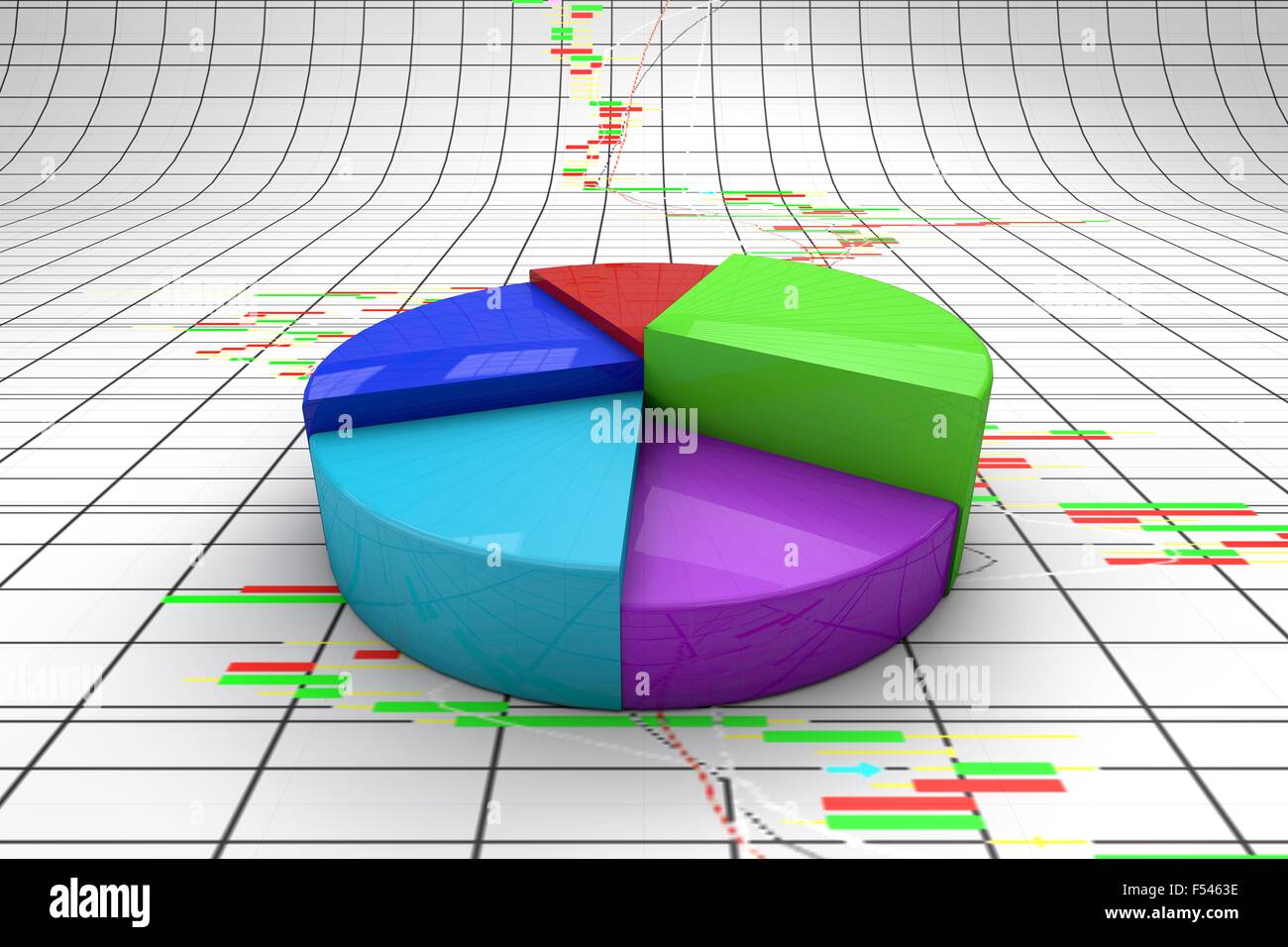 Colorful pie chart graph. High resolution render with candlesticks ...