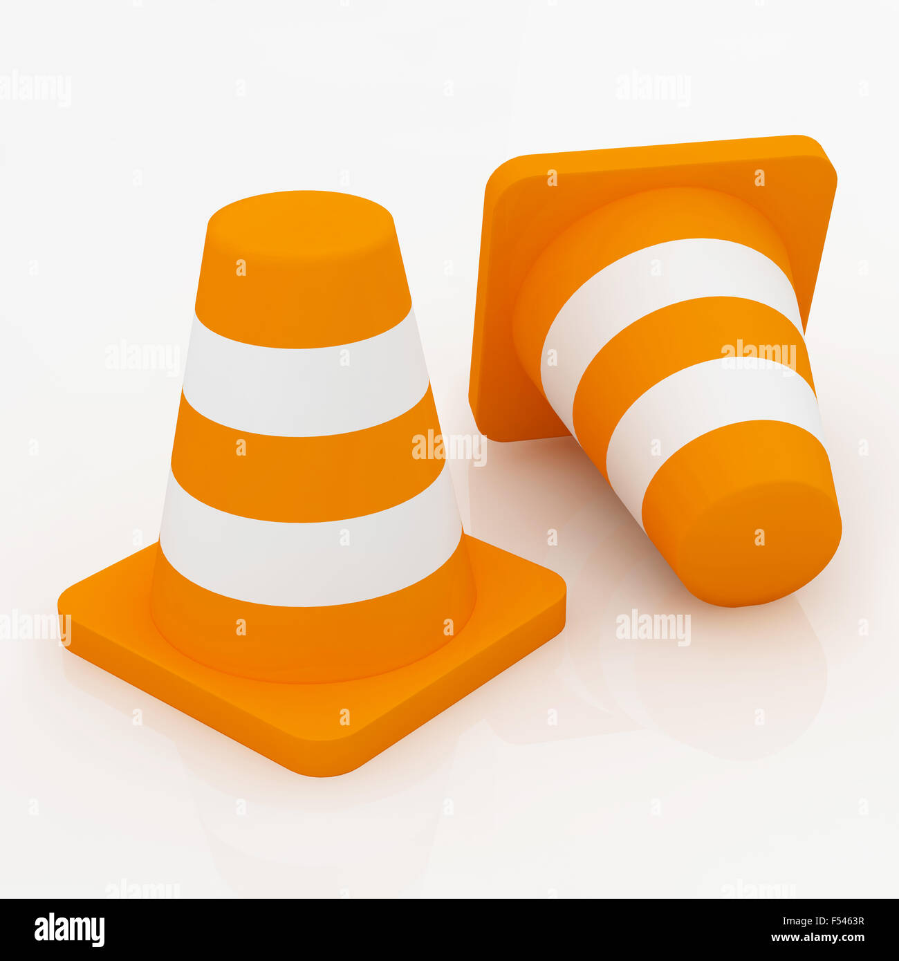 3d orange traffic cones with white stripes - with clipping path Stock ...