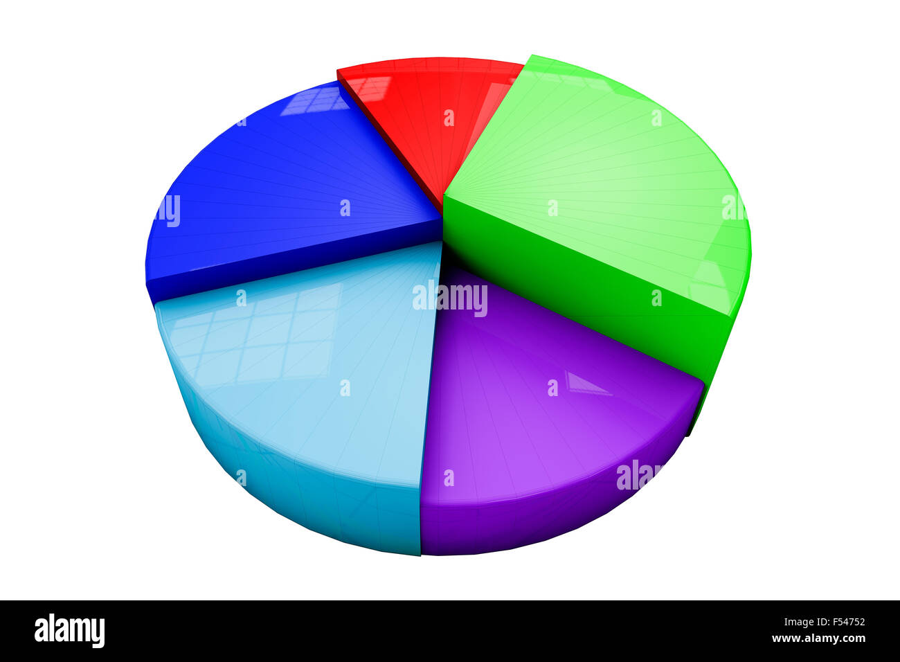 Colourful three dimension pie chart graph with isolated white. High ...