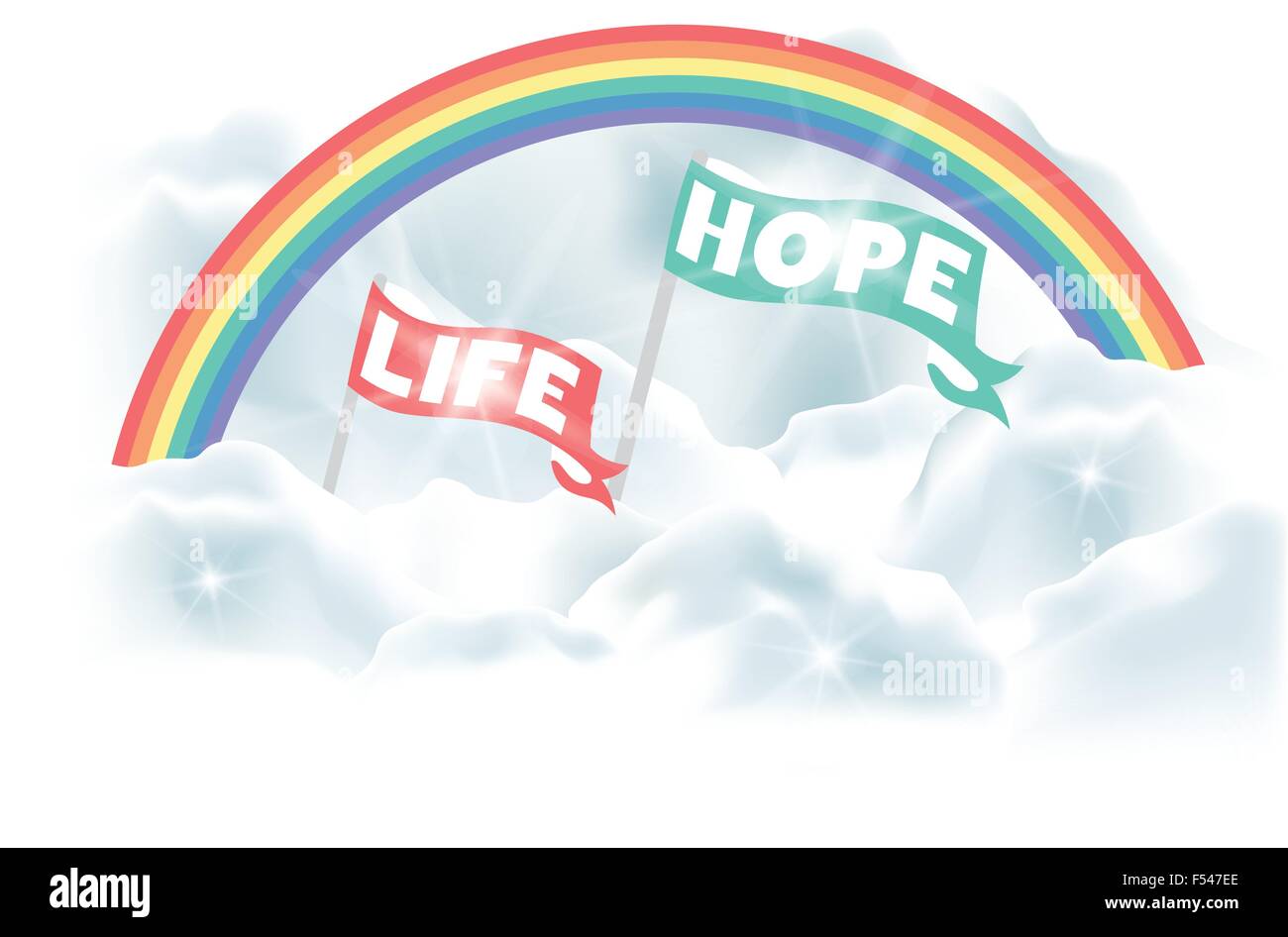 Life and hope - in heaven under the rainbow - Vector eps 10 Stock ...