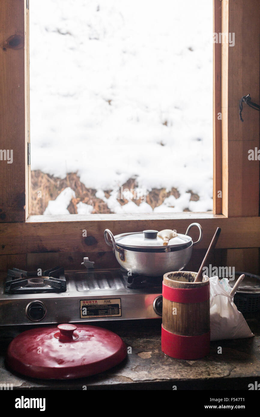 Farmhouse, kitchen Dorikha village, Haa Valley, Bhutan Stock Photo - Alamy