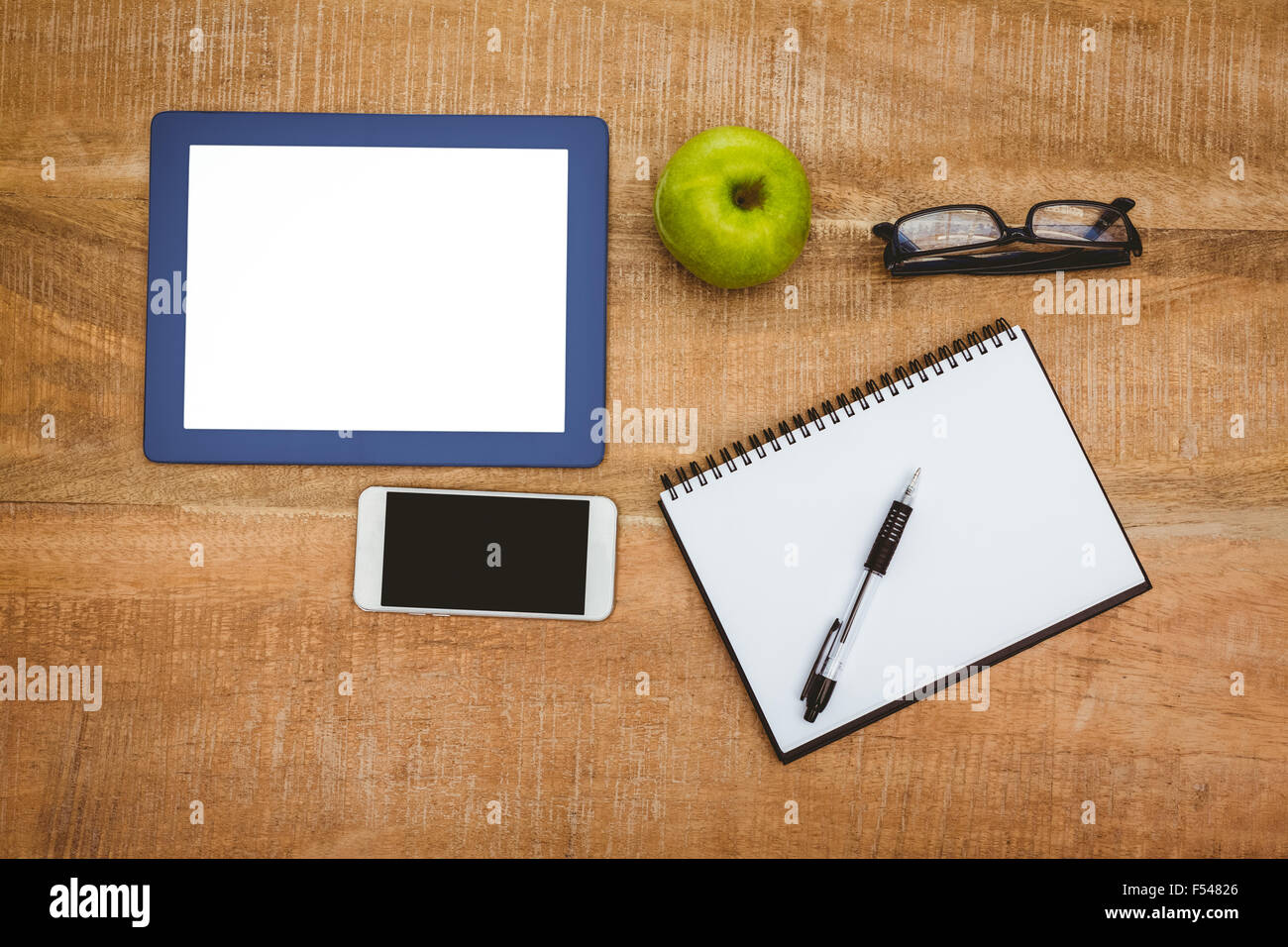 Above view of business stuff Stock Photo - Alamy