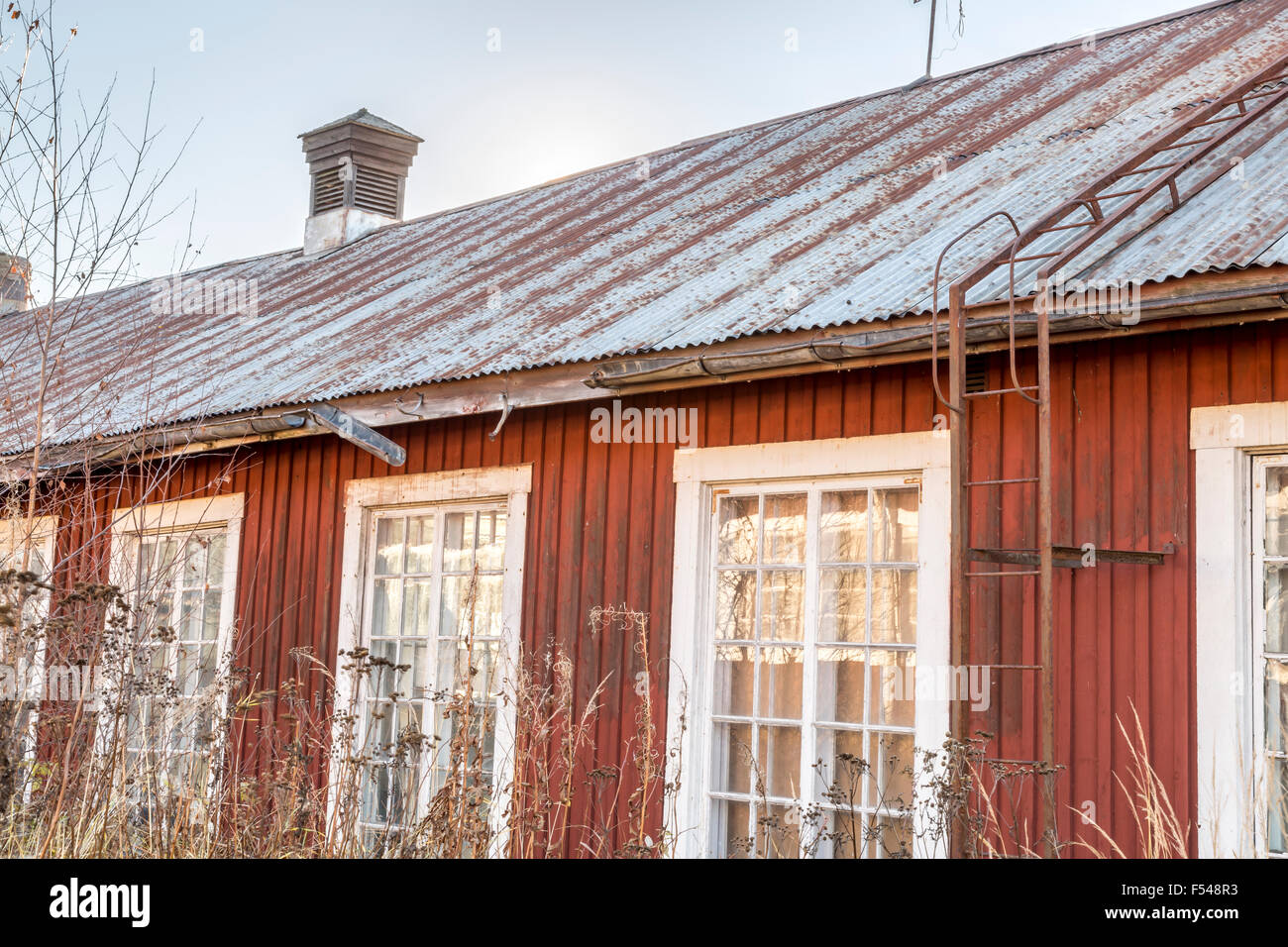 Weathered Building with Ladder in Umea, Sweden Stock Photo - Alamy