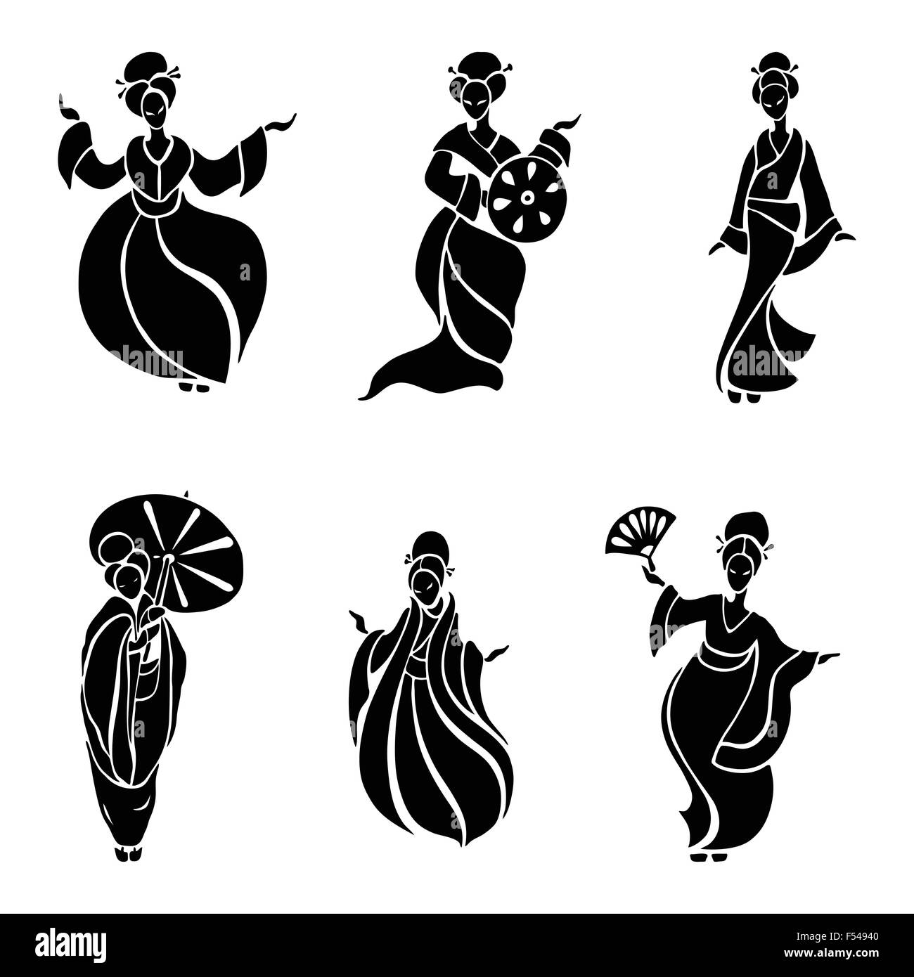 Female chinese traditional dress Black and White Stock Photos & Images ...