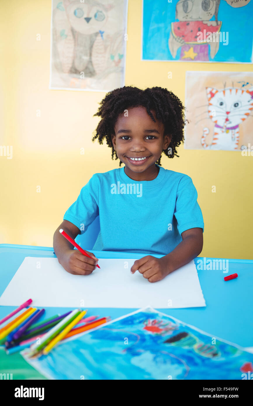 School kid drawing on a sheet Stock Photo - Alamy
