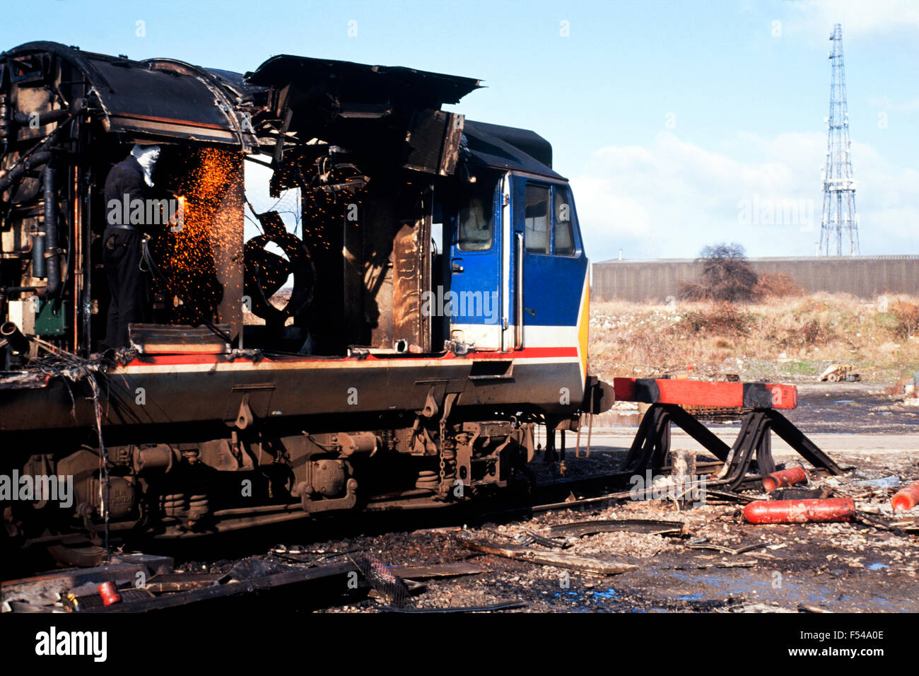 diesel locomotive 50032 courageous being cut up for scrap at old oak ...