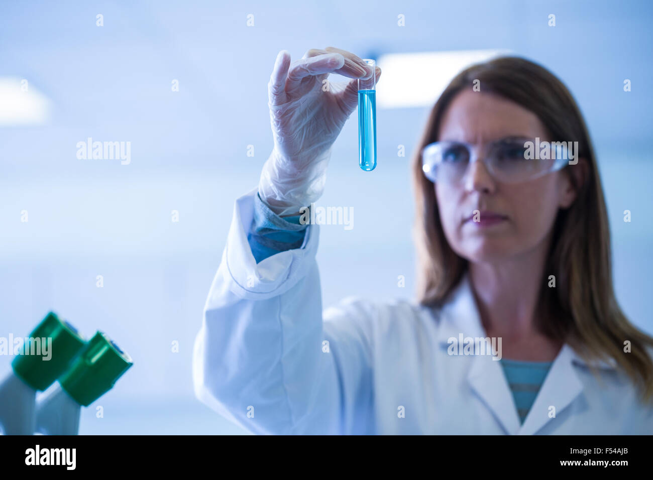 Scientist looking at test tube in the laboratory Stock Photo - Alamy